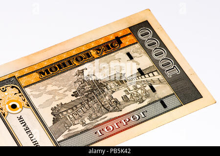 10000 togrog bank note. Togrog is the national currency of Mongolia ...