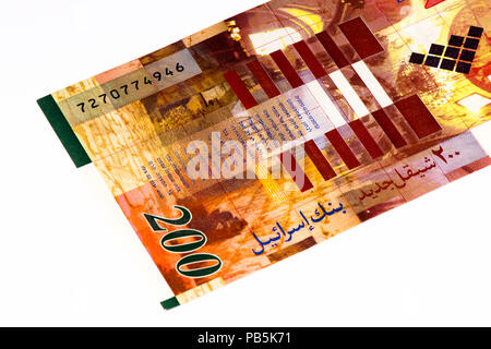 200 shekels bank note of Israel. New shekels is the national currency ...
