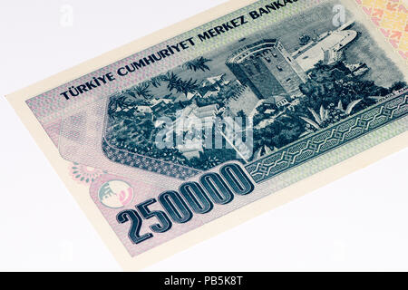 250000 Turkish liras bank note. Turkish lira is the national currency ...