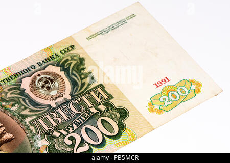 200 Russian ruble former bank note made in 1993. RUble is the national ...