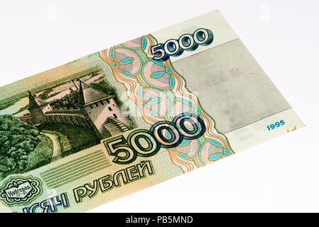 5000 Russian ruble former bank note before 1997. RUble is the national ...