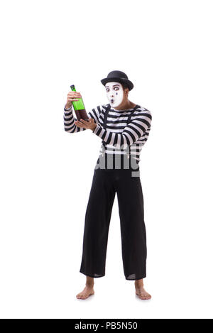 Mime drinking wine isolated on white background Stock Photo - Alamy