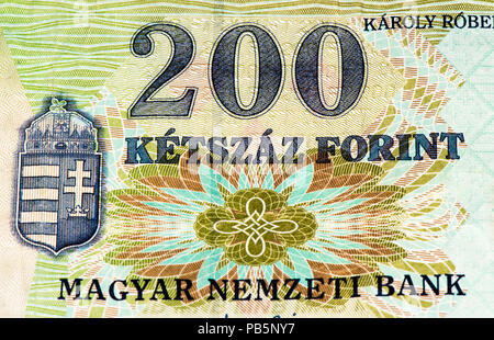 200 Hungarian forints bank note. Hungarian forint is the national ...