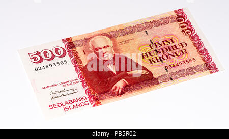 500 Icelandic kronas bank note. Icelandic krona is the national ...