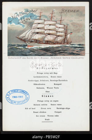 MITTAGESSEN (held by) NORDDEUTSCHER LLOYD BREMEN (at) SS FRIEDRICH DER ...