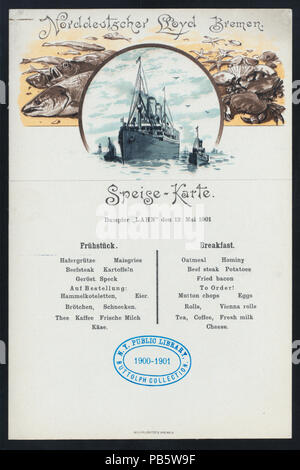 1043 MIDDAY MEAL (held by) NORDDEUTSCHER LLOYD BREMEN (at) EN ROUTE ...