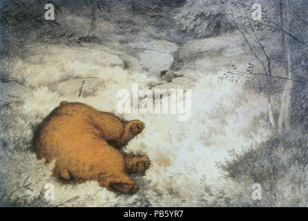 Kittelsen Theodor - Bear Sleeping in Bilberry Bushes - Norwegian School ...