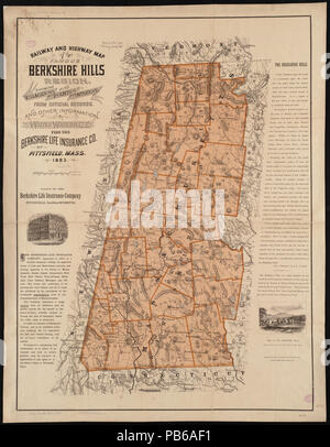 Railway and highway map of the famous Berkshire Hills region, showing ...