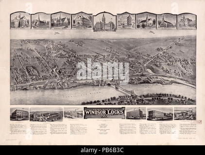 1913 aerial map of Windsor Locks, Connecticut Stock Photo - Alamy