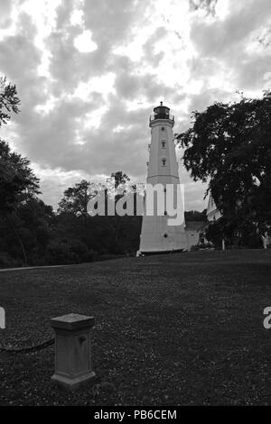 The historic 1887 tower with 1912 addition at the North Point Light ...
