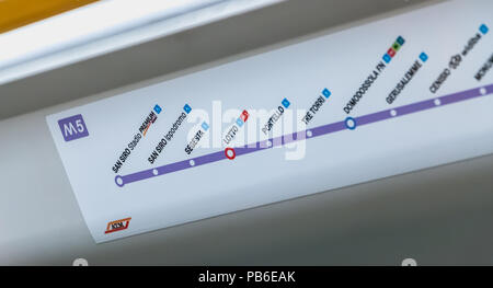 Milan underground map stations Stock Photo - Alamy