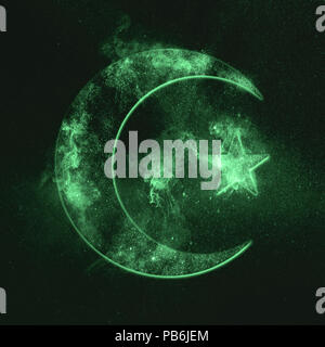 crescent star green islam moon religion muslim render crescent star ...