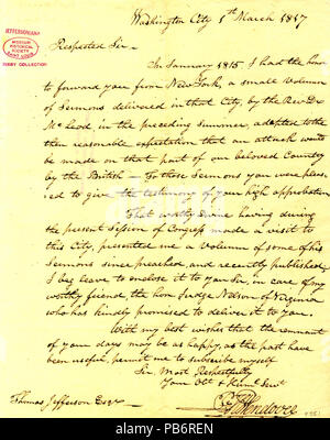 911 Letter signed Peter H. Wendover, New York, to Thomas Jefferson ...