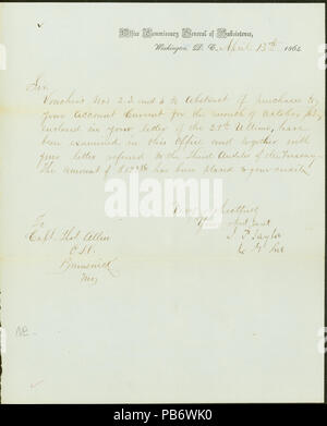 908 Letter signed I.T. Taylor, Office Commissary General of Subsistence ...
