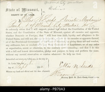 Loyalty oath of E. N. Leeds of Missouri, County of St. Louis Stock ...