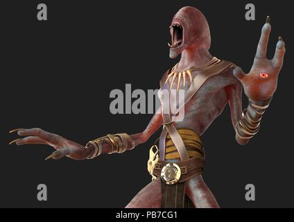 3D illustration blind demon monster isolated on gray background Stock ...