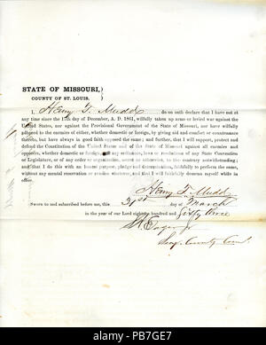 Loyalty oath of Henry T. Mudd of Missouri, County of St.Louis Stock ...