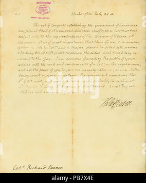 A letter signed by Thomas Jefferson to Cato West, dated July 17, 1804 ...