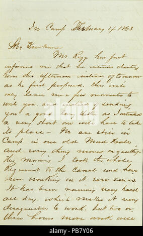 900 Letter From D P Grier In Camp Near Vicksburg To Anna Mckinney February 9 1863 Stock