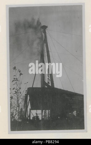 A 19th century view of a 'gusher' oil well at Baku/ Baki, Azerbaijan ...