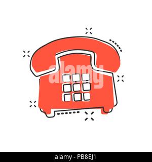 Vector cartoon phone icon in comic style. Telephone sign illustration ...