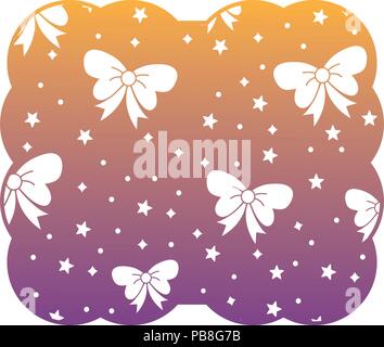 decorative frame with stars and bows pattern over white background ...