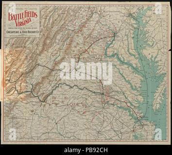 Map showing the location of battle fields of Virginia , Battlefields ...