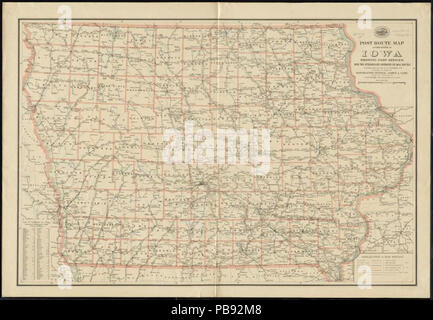 Post route map of the State of Iowa showing post offices with the ...