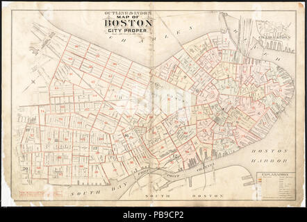 Outline & index map of Boston city proper , Boston Mass., Maps, Real ...