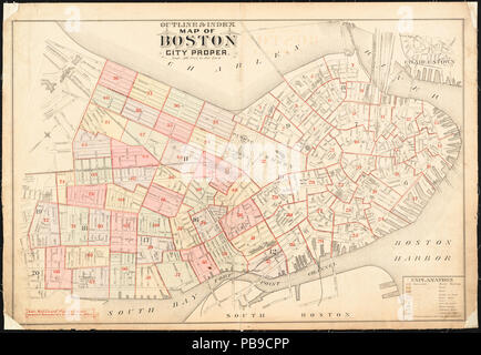 Outline & index map of Boston city proper , Boston Mass., Maps, Real ...