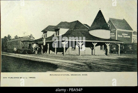 Needham station 1904 postcard Stock Photo - Alamy