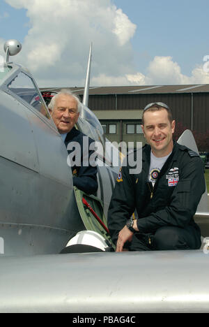 Battle of Britain Spitfire RAF pilot and MG sports car Stock Photo - Alamy
