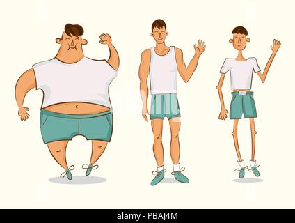 Sportive cartoon character. Boy with normal weight. Isolated vector ...