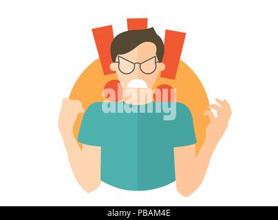 Rage boy icon. Cartoon of rage boy vector icon for web design isolated ...