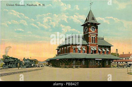 Nashua Union Station postcard (1 Stock Photo - Alamy