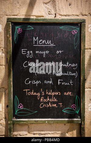 Handwritten Menu Board outside cafe Stock Photo - Alamy