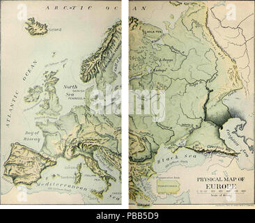 NIE 1905 Europe Physical Map Stock Photo - Alamy