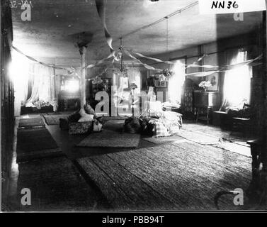 Photograph of the North parlor at Oxford College around 1900, adorned ...