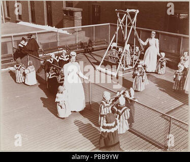 The roof playground of the NY Foundling Hospital, circa 1899, showcases ...