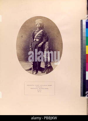 Private First Beloch Regt Afghan, Soonnee Mussulman, Sind Caption box ...