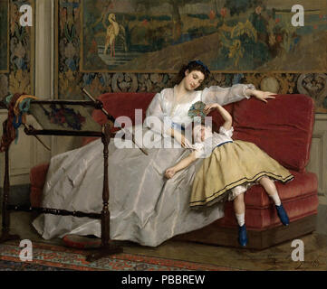 Jonghe Gustave Leonhard De - Mother with Her Young Daughter Stock Photo ...