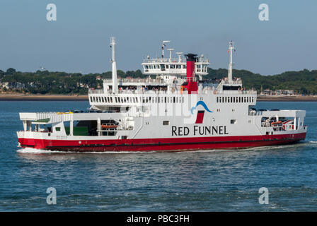 Red Funnel Ferry crossing the Solent, between Cowes, Isle of Wight ...