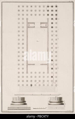 Plan of the Temple of Olympian Zeus, Athens Elevation of the base of ...