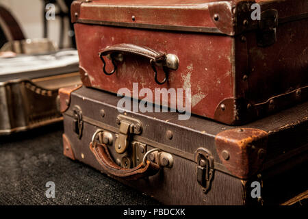 Vintage Pile Ancient Suitcases Form of Tower Design Concept Travel ...