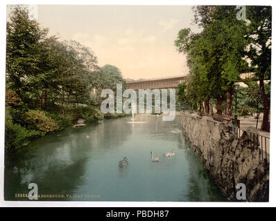 The Valley bridge at Scarborough, Yorkshire, England, UK spanning ...