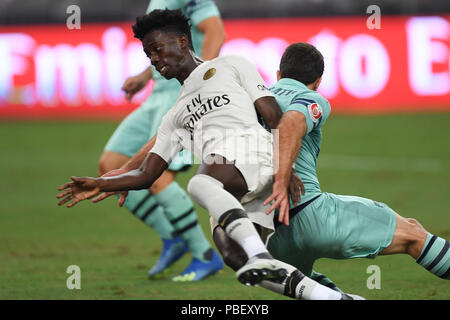 Timothy Weah of Paris Saint-Germain celebrates after scoring PSG's ...