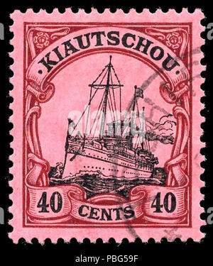 The 1905 Kiauchau 40-cent stamp is shown here, representing the period ...