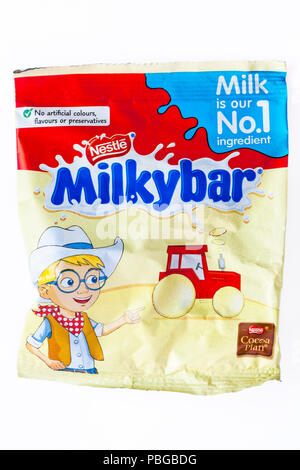 packet of treat size Nestle Milky Bar buttons chocolates isolated on ...