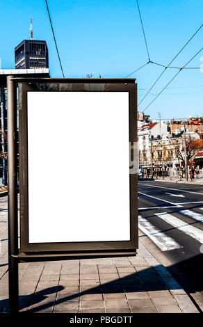 large blank billboard, and window glass facade office building Stock ...