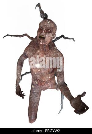A man infected with an alien virus 3d illustration isolated on white ...